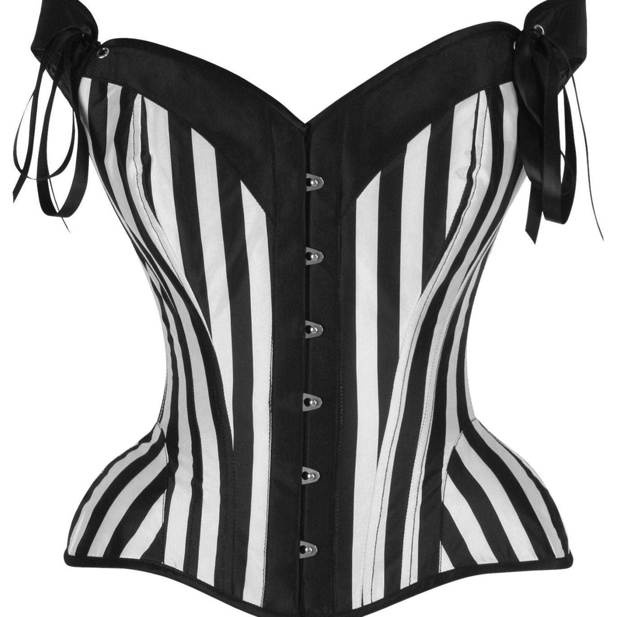Daisy Corsets Top Drawer Black/White Striped Steel Boned Corset w ...