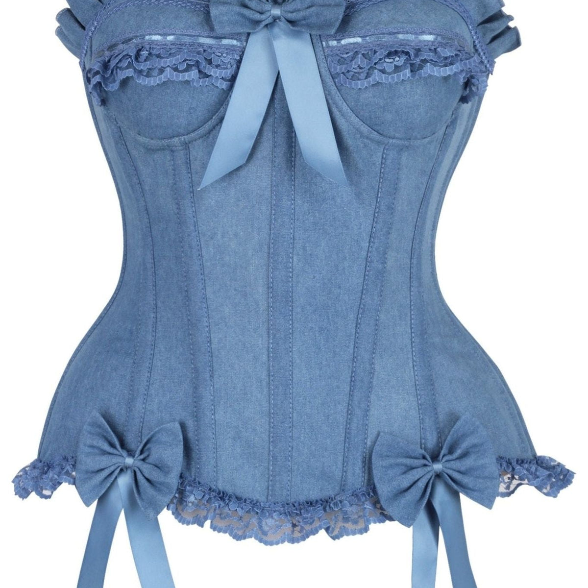 Daisy Corsets Top Drawer Blue Denim Underwire Steel Boned Burlesque ...
