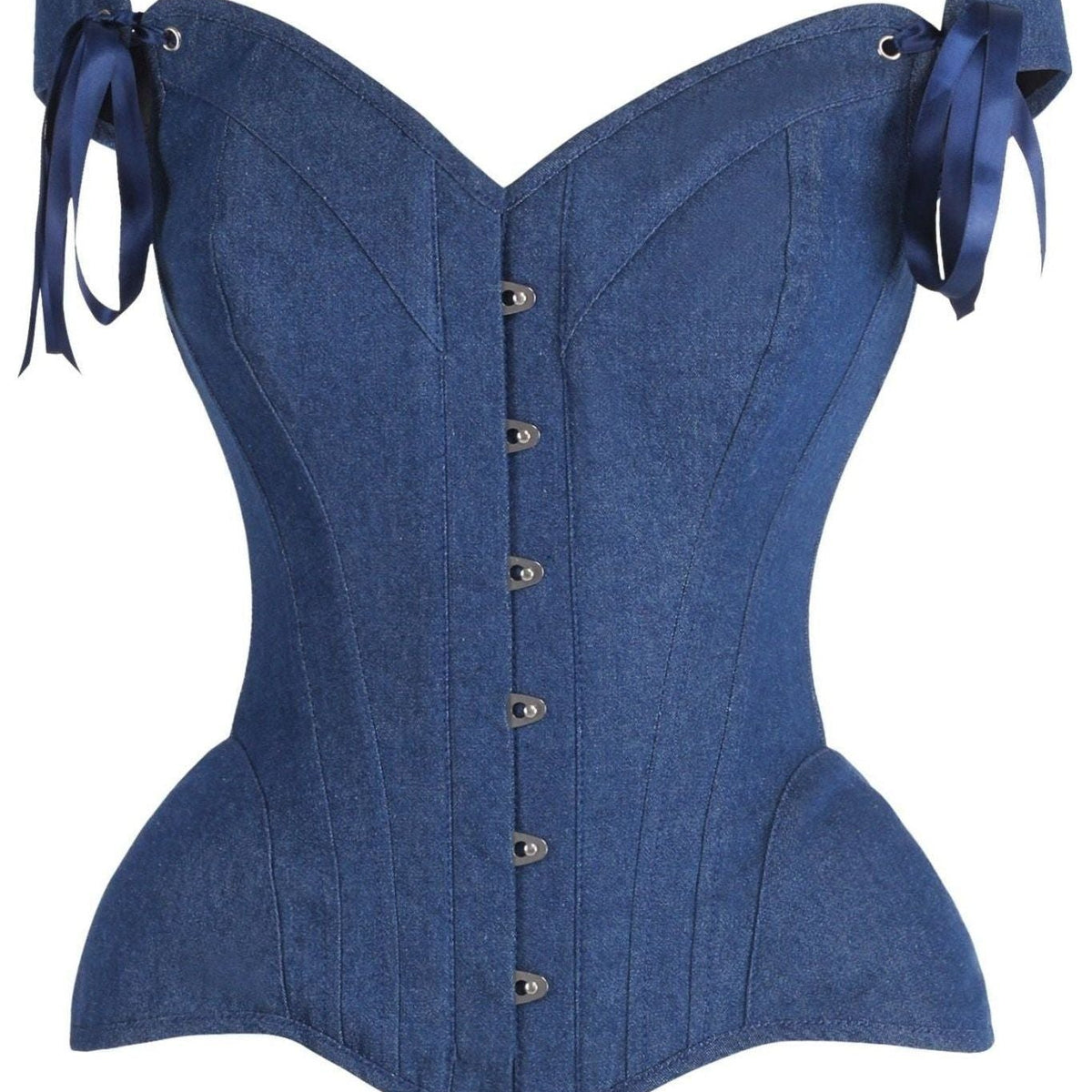 Daisy Corsets Top Drawer Dark Blue Denim Steel Boned Corset w/Straps ...