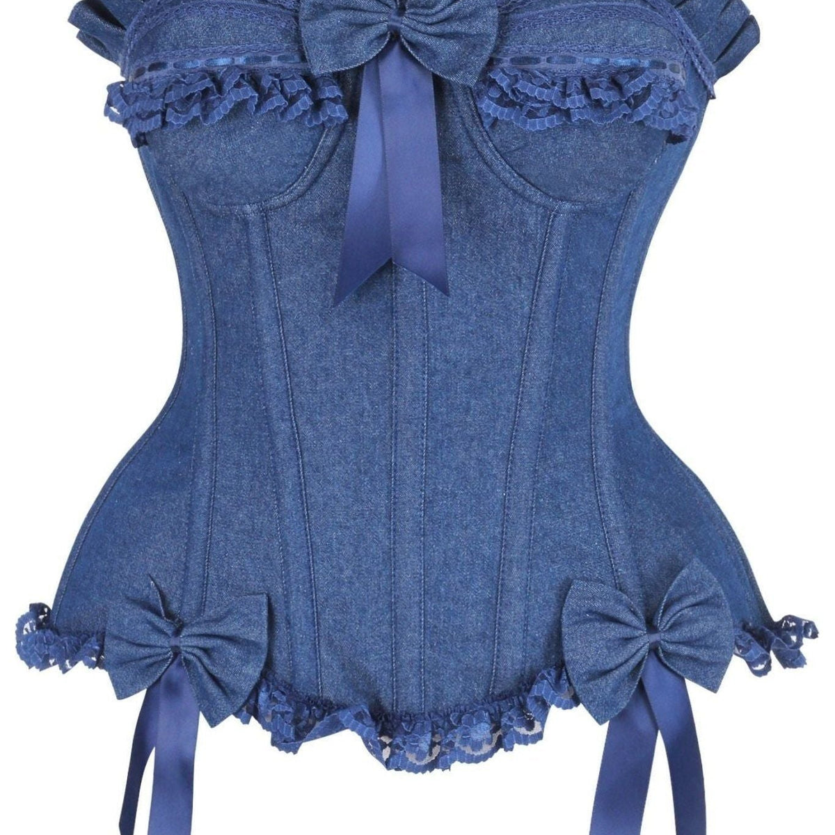 Daisy Corsets Top Drawer Dark Blue Denim Underwire Steel Boned ...