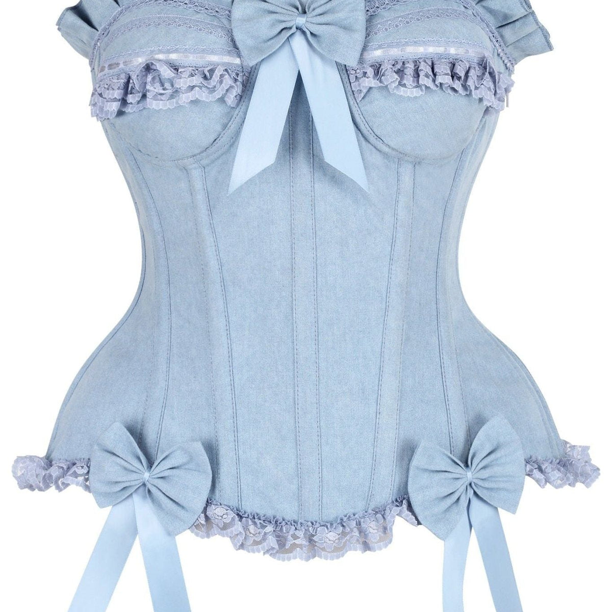 Daisy Corsets Top Drawer Light Blue Denim Underwire Steel Boned ...