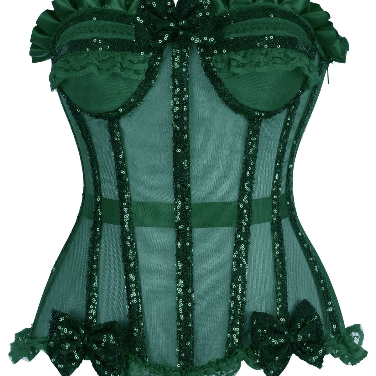 Daisy Corsets Top Drawer Steel Boned Dark Green Sequin Underwire ...