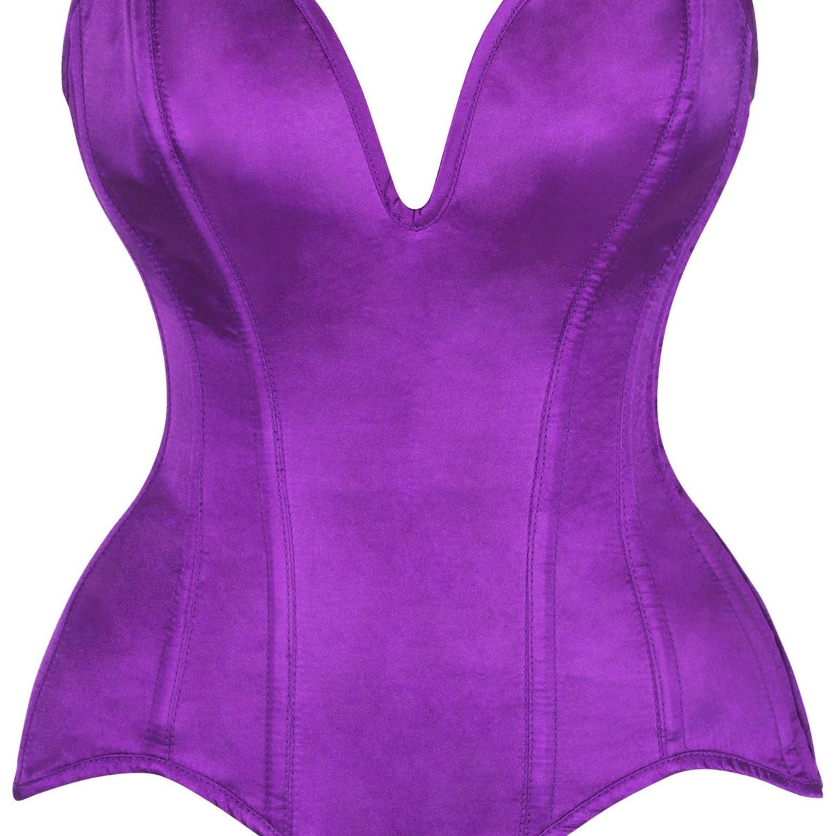 Daisy Corsets Top Drawer Steel Boned Purple Satin Plunge Neckline ...